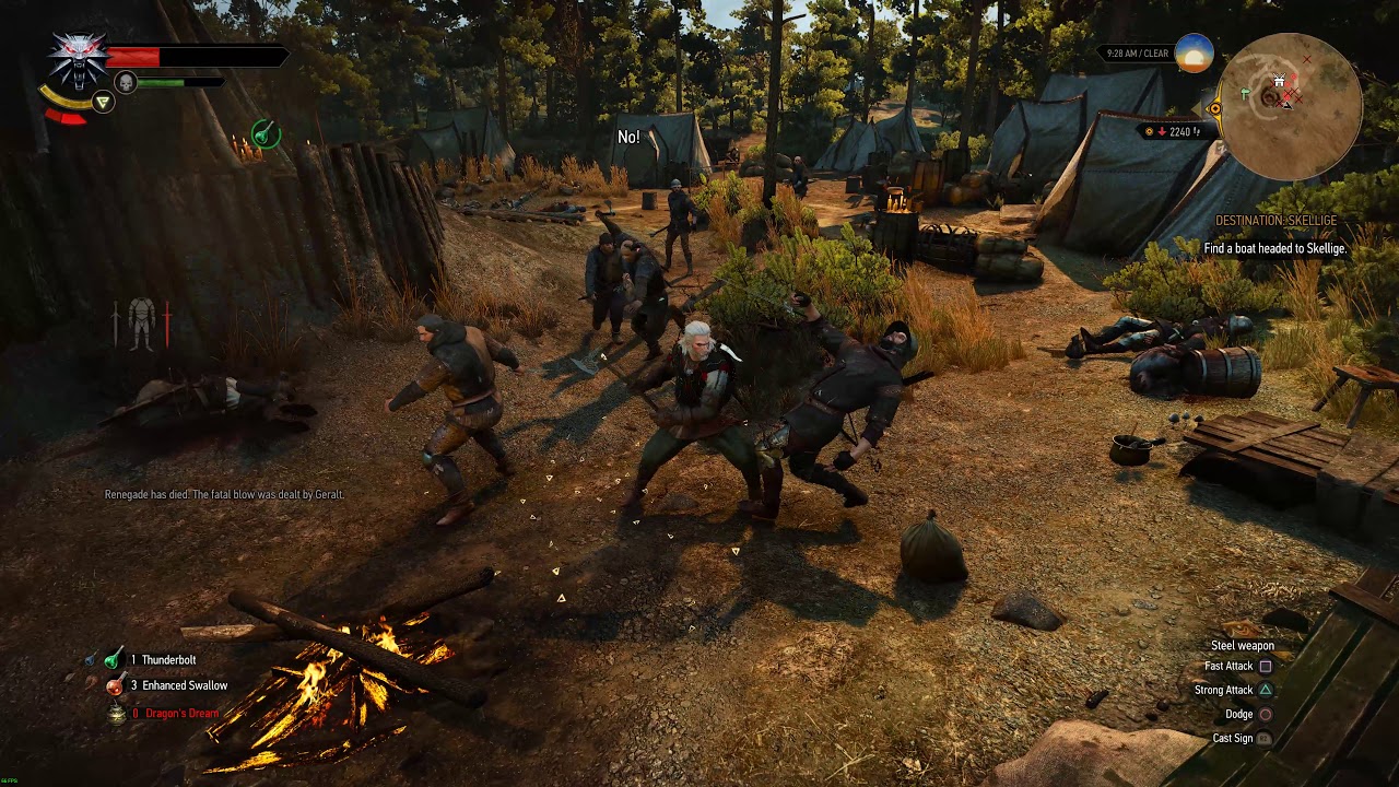 The Witcher 3 - Liberating a village from bandits - 4k 60fps - YouTube