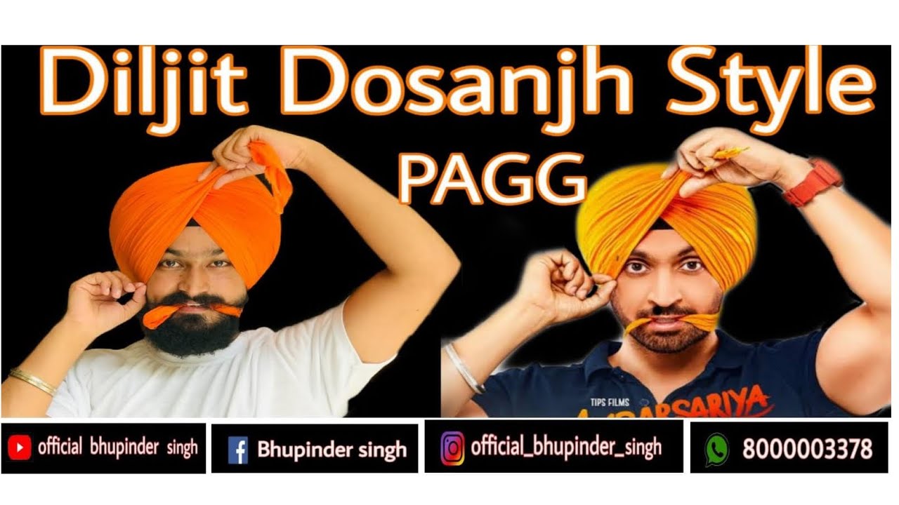 Diljit Dosanjh || Turban Style || tutorial || Semi Patiala Shahi Pagg ...