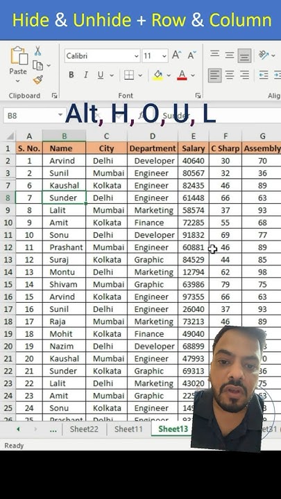 Shortcut key of Hide and Unhide Row and Column in Excel #excel #exceltips #shorts #exceltutorial ...