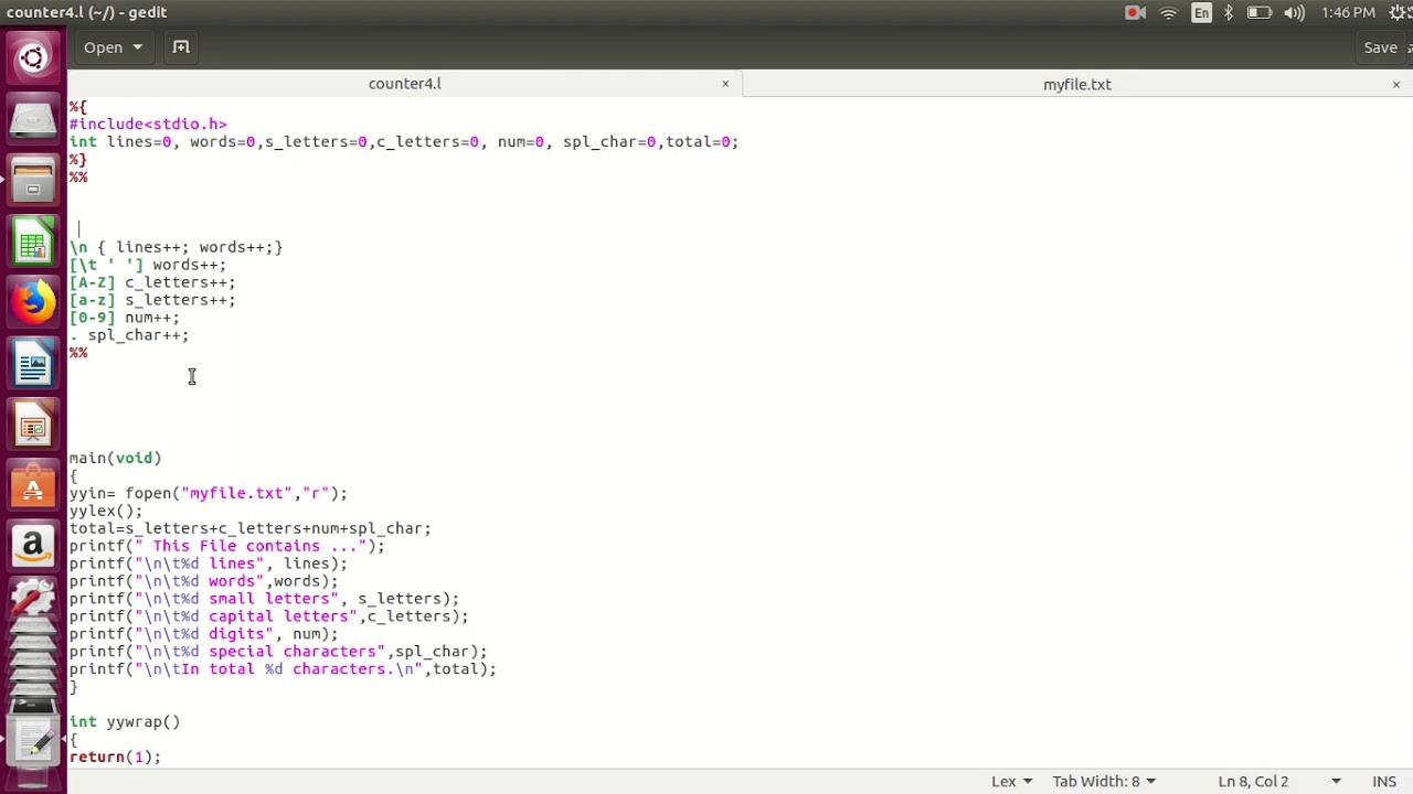 A Program Using Lex Specifications To Count No Of Words Lines And a-program-using-lex-specifications-to-count-no-of-words-lines-and