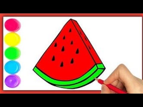 how to draw cute watermelon for kids, painting & colouring watermelon ...