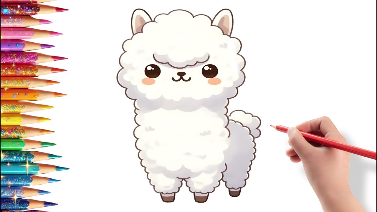How to draw a Cute Alpaca 🦙| Drawing and Painting for Kids and toddlers ...