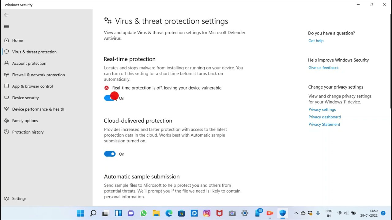 How to ON or OFF Real Time Protection in Windows 11 - YouTube