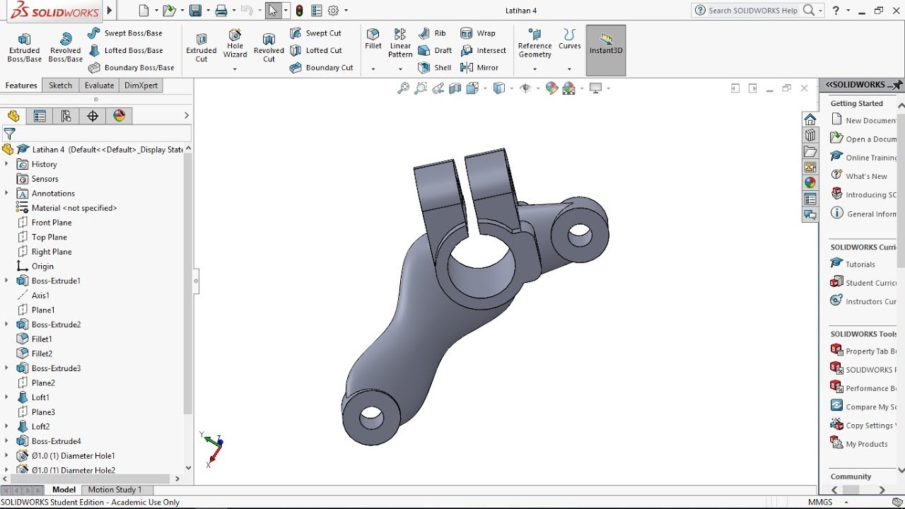 Tutorial Solidworks - Belajar Desain 3D #4 - Brake Lever - Solidworks ...