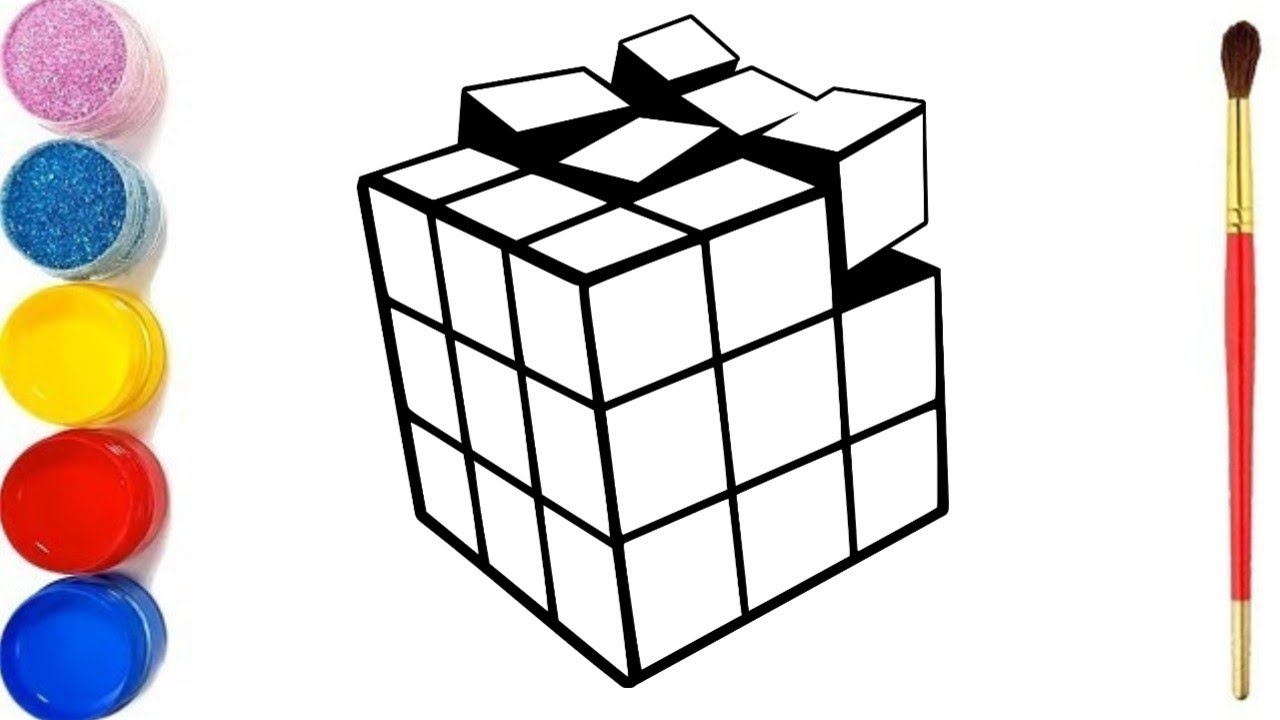 rubik cube drawing and colouring, esey lesson for kids and toddler ...