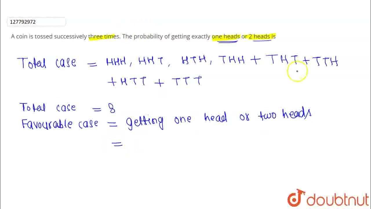 A coin is tossed successively three times. The probability of getting ...
