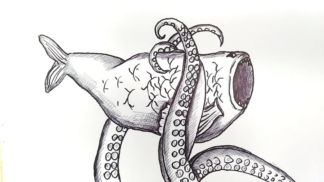 How to draw a Bloop vs Octopus - YouTube