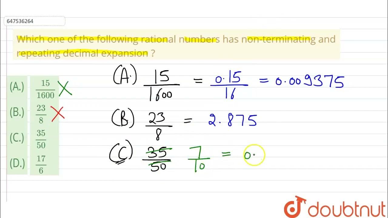 Which one of the following rational numbers has non-terminating and ...