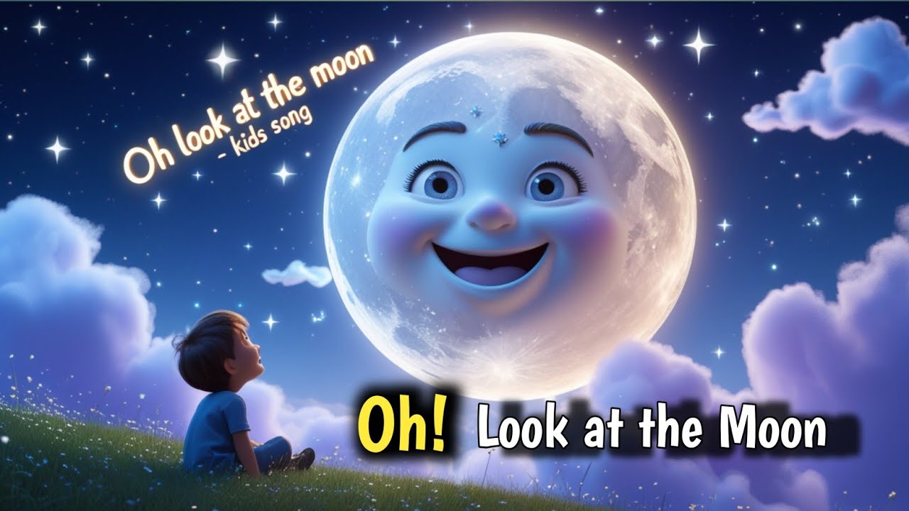 “Oh Look at the Moon 🌙 | Kids Moon Song | Nursery Rhyme with Lyrics ...
