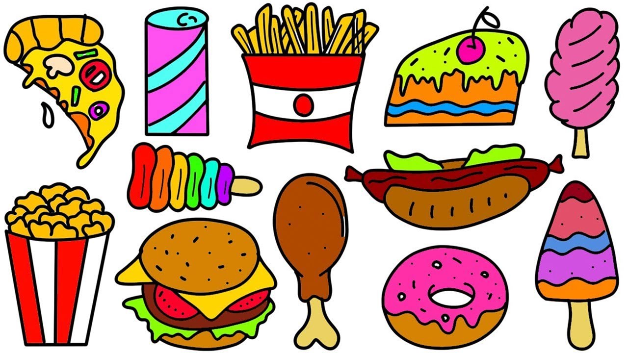 How to draw a food easy | candy,cake,lollipop,ice cream,donuts |Easy ...