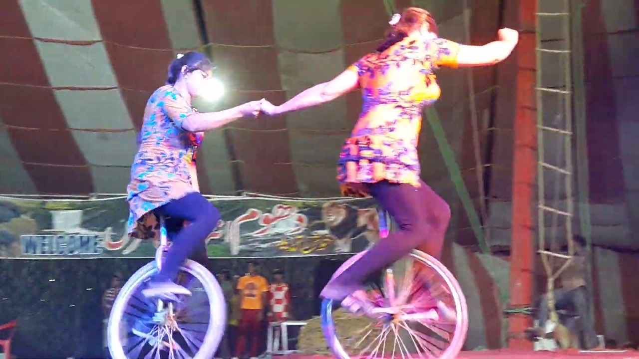 Dhoom international Circus 2019 Girls one wheel cycle group performance ...