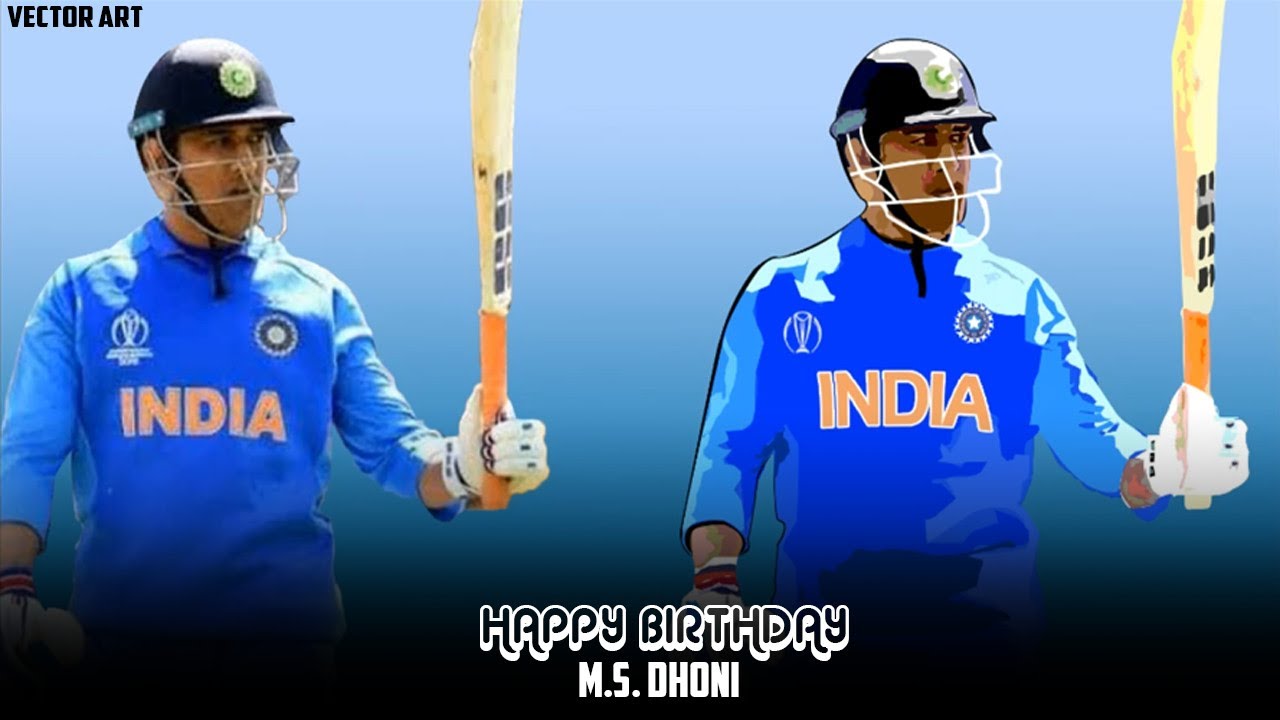 M.S. Dhoni | Vector Portrait | Speed Art | Illustration - YouTube