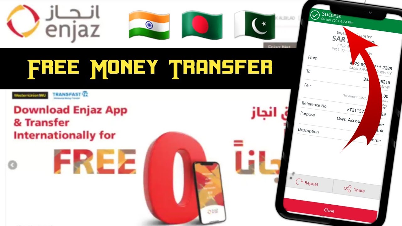 Enjaz App Free Money Transfer | Enjaz App se International Money ...