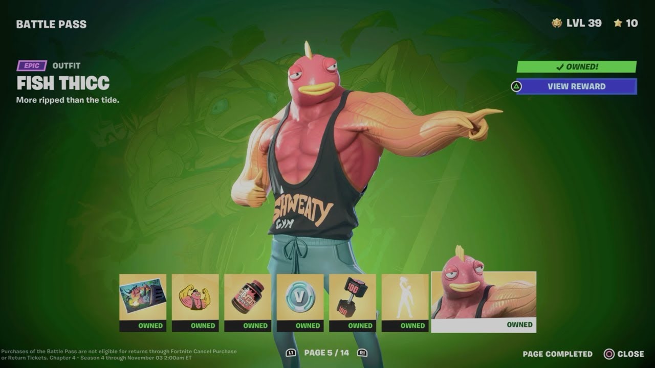 How to Unlock Fish Thicc Skin in Fortnite | Battle Pass Rewards Page 5 ...