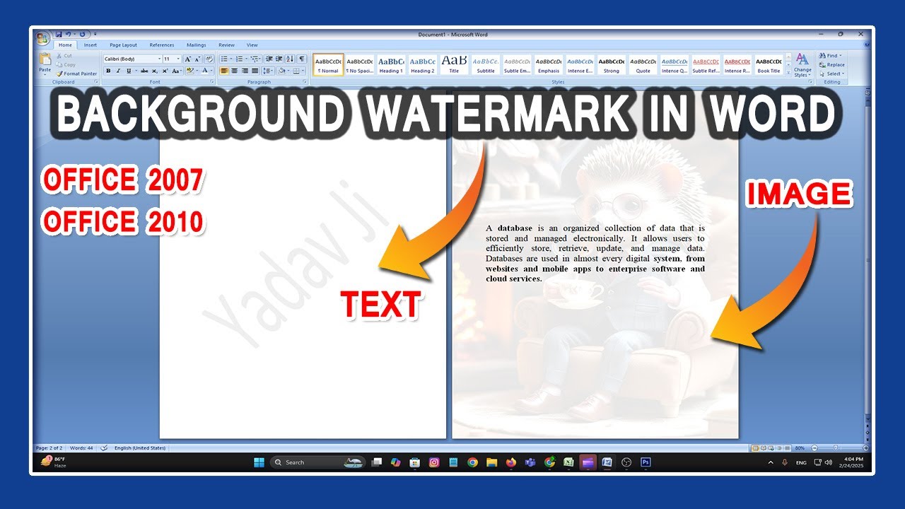 microsoft word me background watermark dale || how to add background ...
