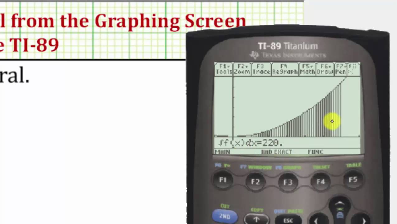Graph and Evaluate a Definite Integral on the TI-89 - YouTube