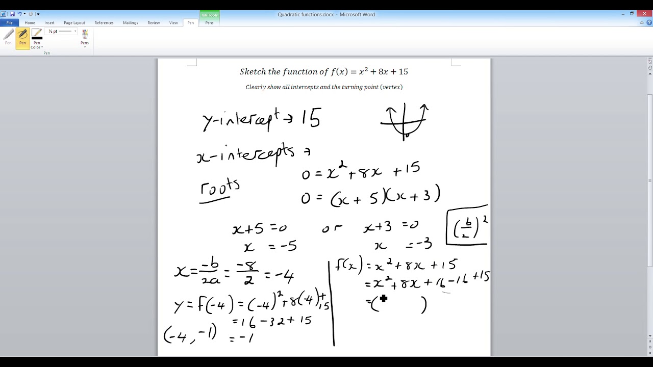 Sketching quadratic functions - YouTube