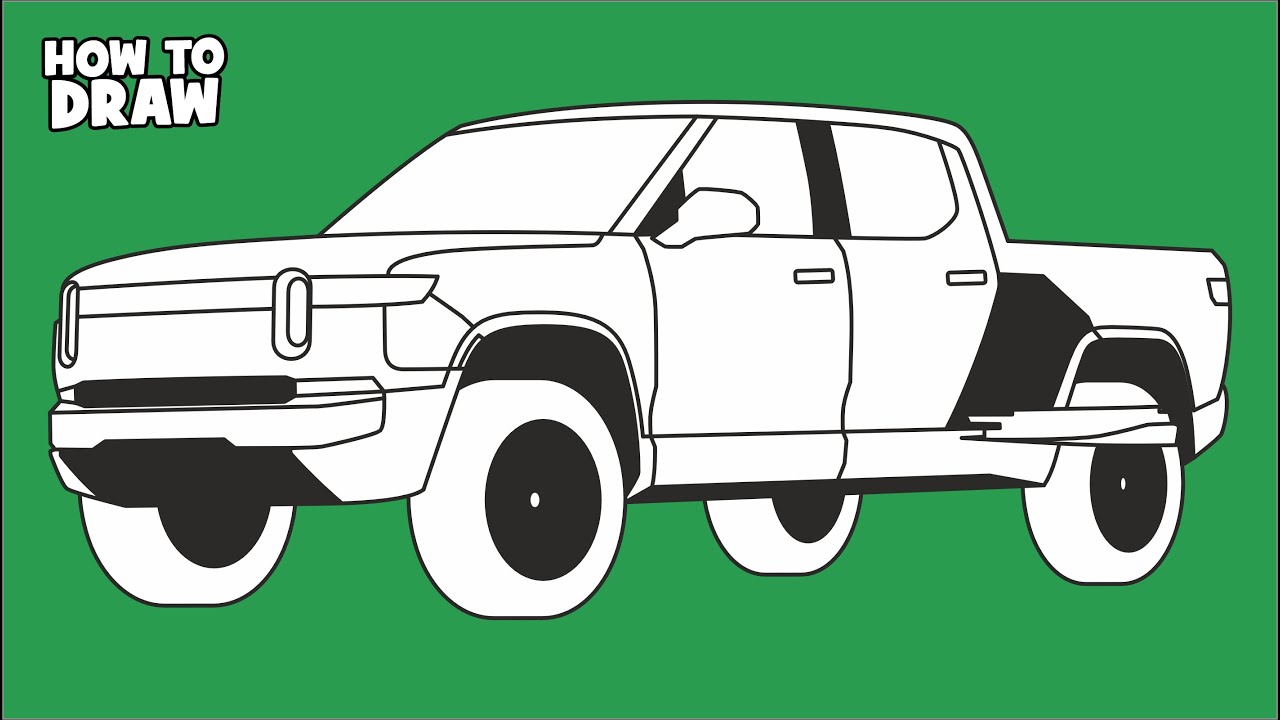 How to draw a pickup truck Rivian R1T - YouTube