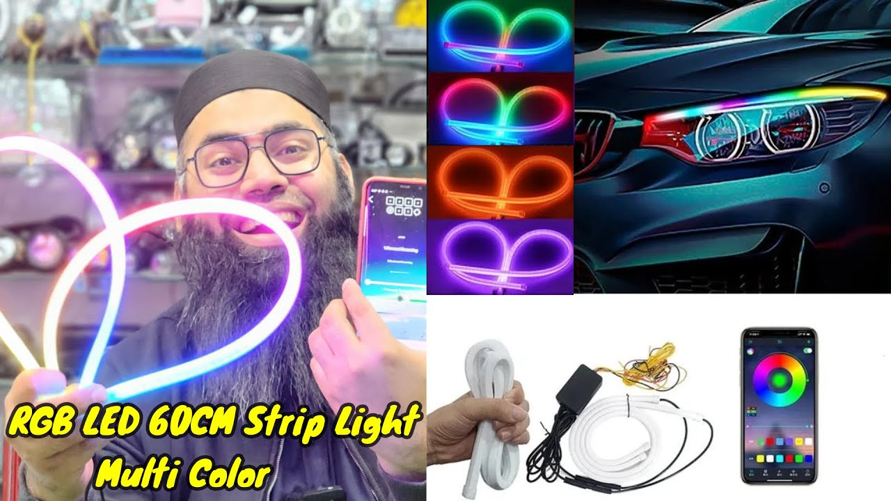 RGB LED Strip Light Daytime Running Flexible 60cm Multi Color ...