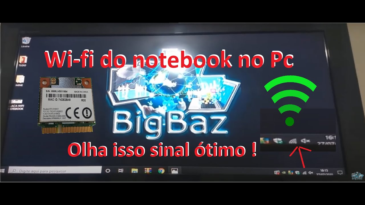 Como usar placa e Antena wifi do notebook no pc, instalar wifi do ...