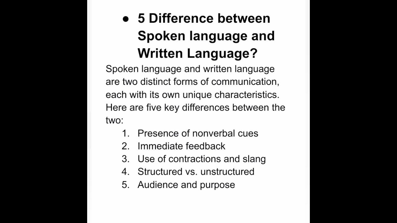 Major Differences between Spoken Language and Written Language. #shortfeed #shorts - YouTube