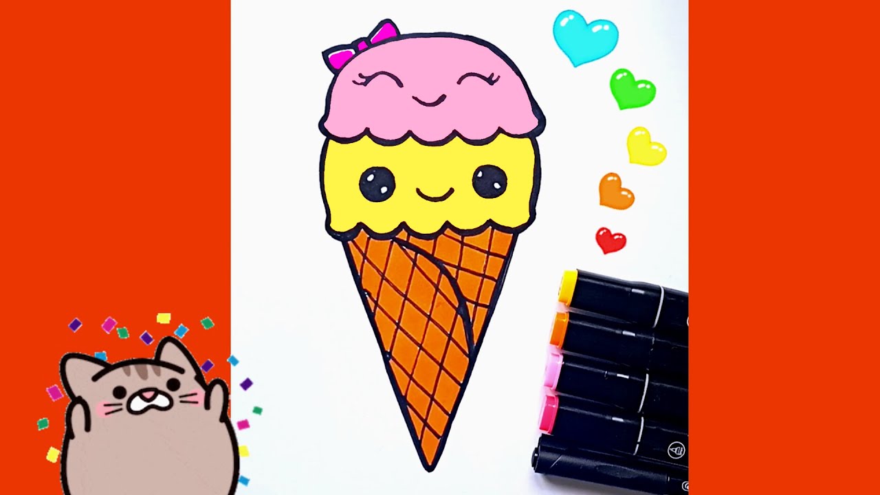 Ice Cream How to Draw 🍧step by step Easy, Simple Drawing, Cute Pictures ...