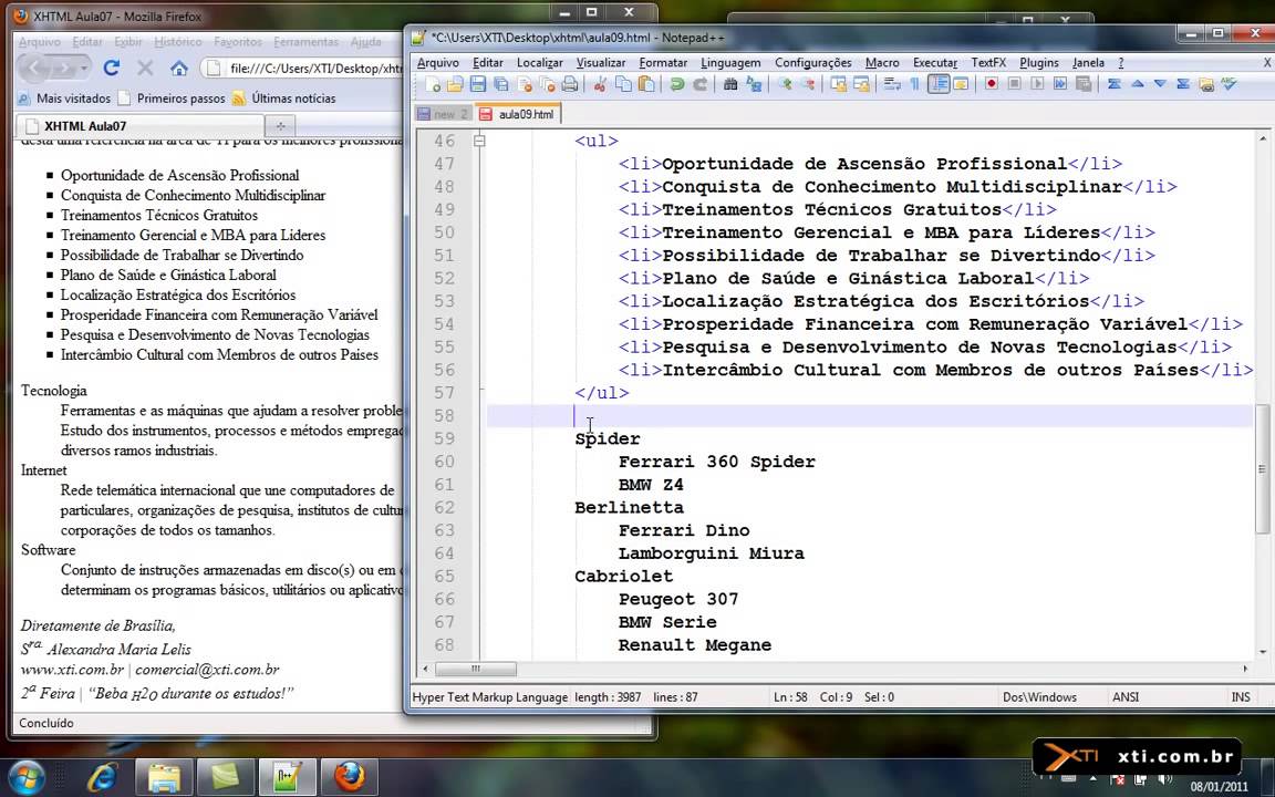 Universidade XTI - XHTML - 13 - Listas - Parte2 - YouTube