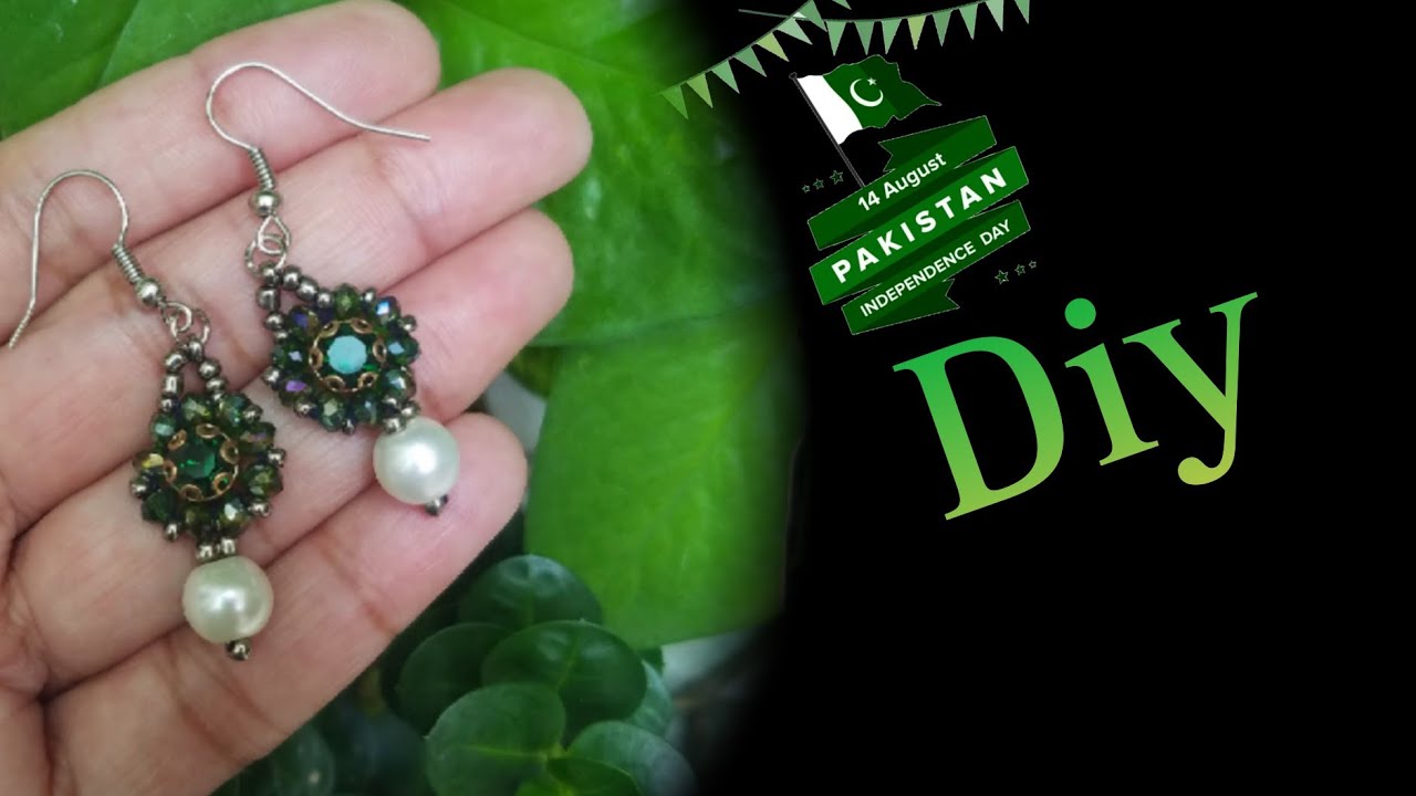 💚💚Handmade Green Earrings For 14 August || Diy Independence day ...