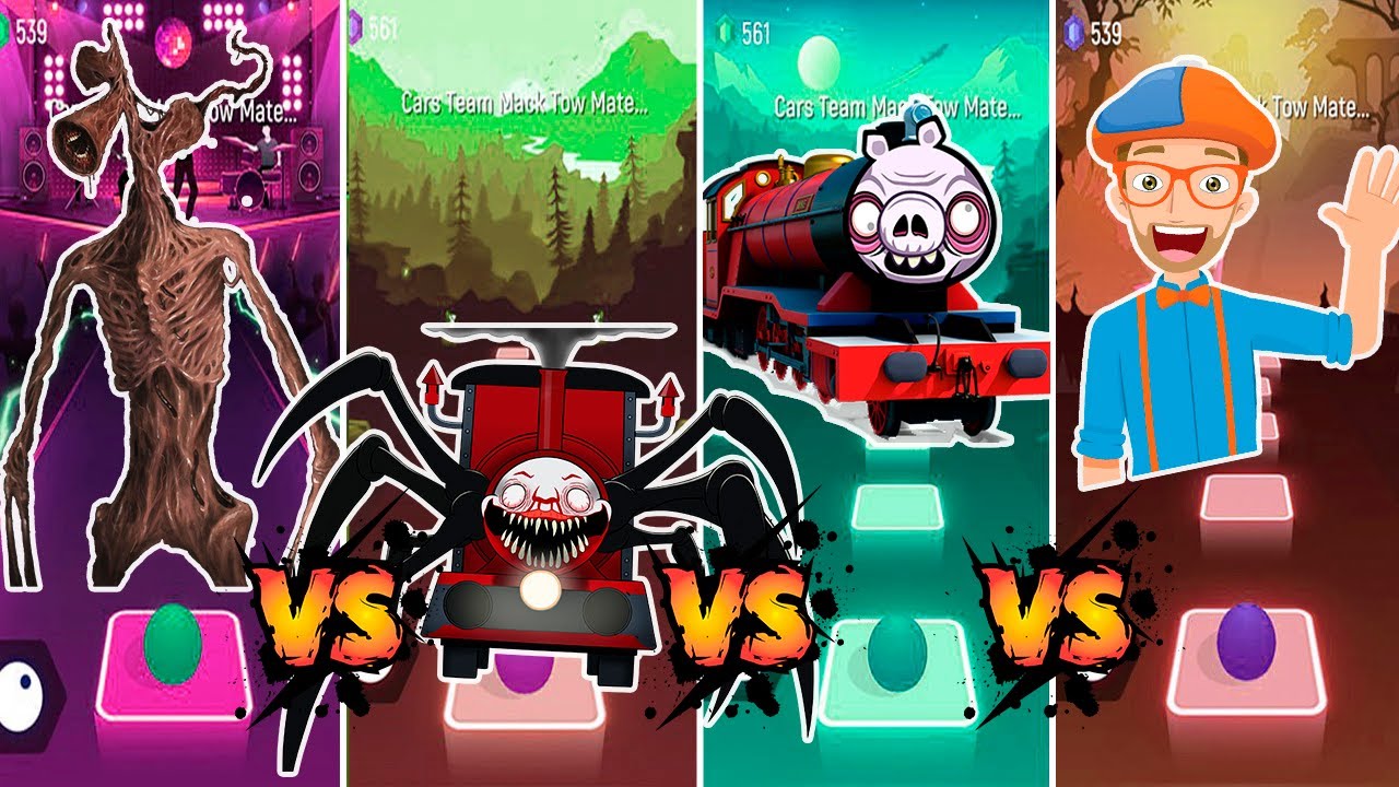 SIREN HEAD 🟣 CHOO CHOO 🟣 THOMAS TRAIN ANGRY BIRDS 🟣 BLIPPI | TILES HOP ...