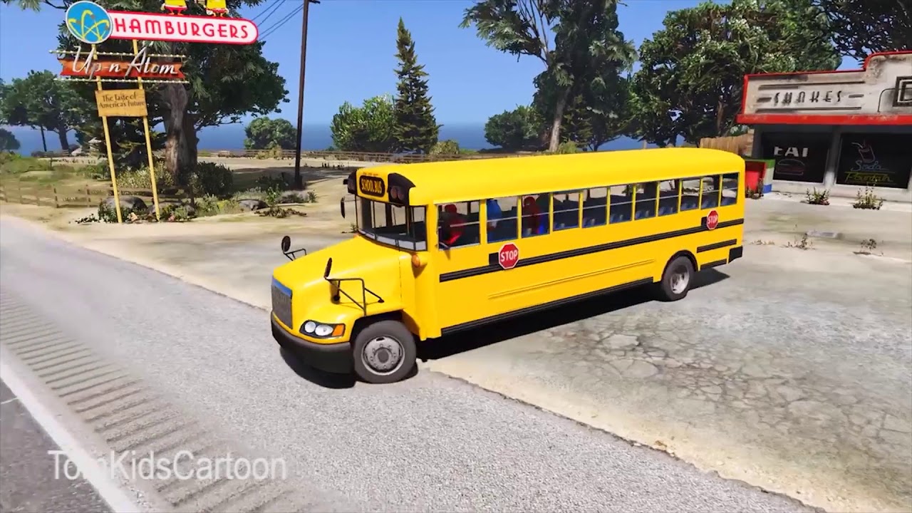TomKidsCartoon | Spiderman Taking Friends School Bus Disney Cars ...