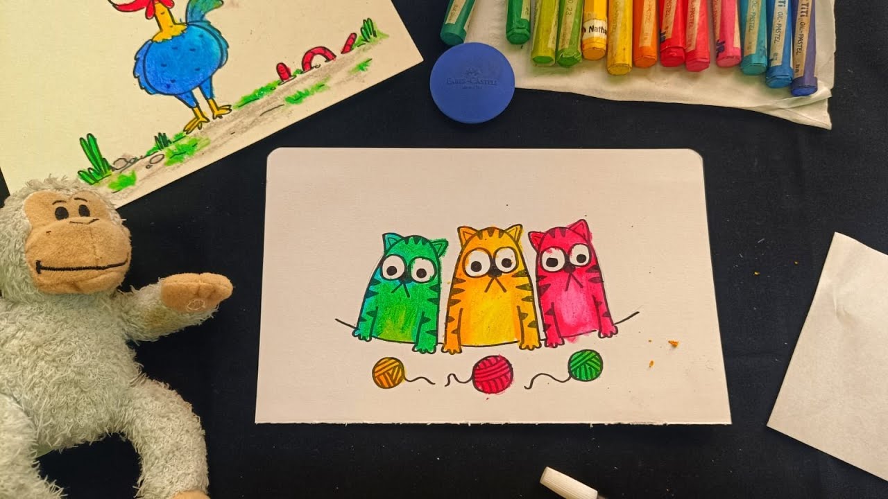 HOW TO DRAW THREE CATS - Draw Easy With BUBU - YouTube