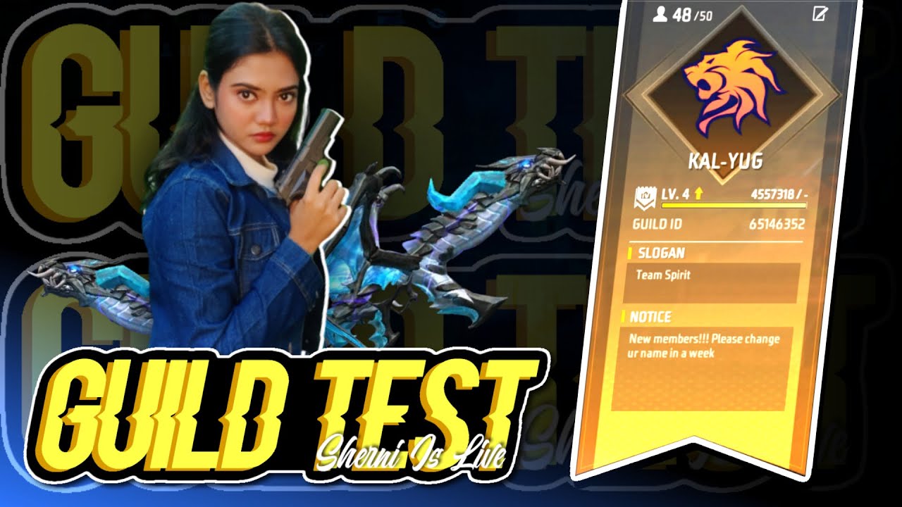 GUILD TEST FOR GUILD WAR!! | SHERNI FF IS LIVE | FREE FIRE | |# ...