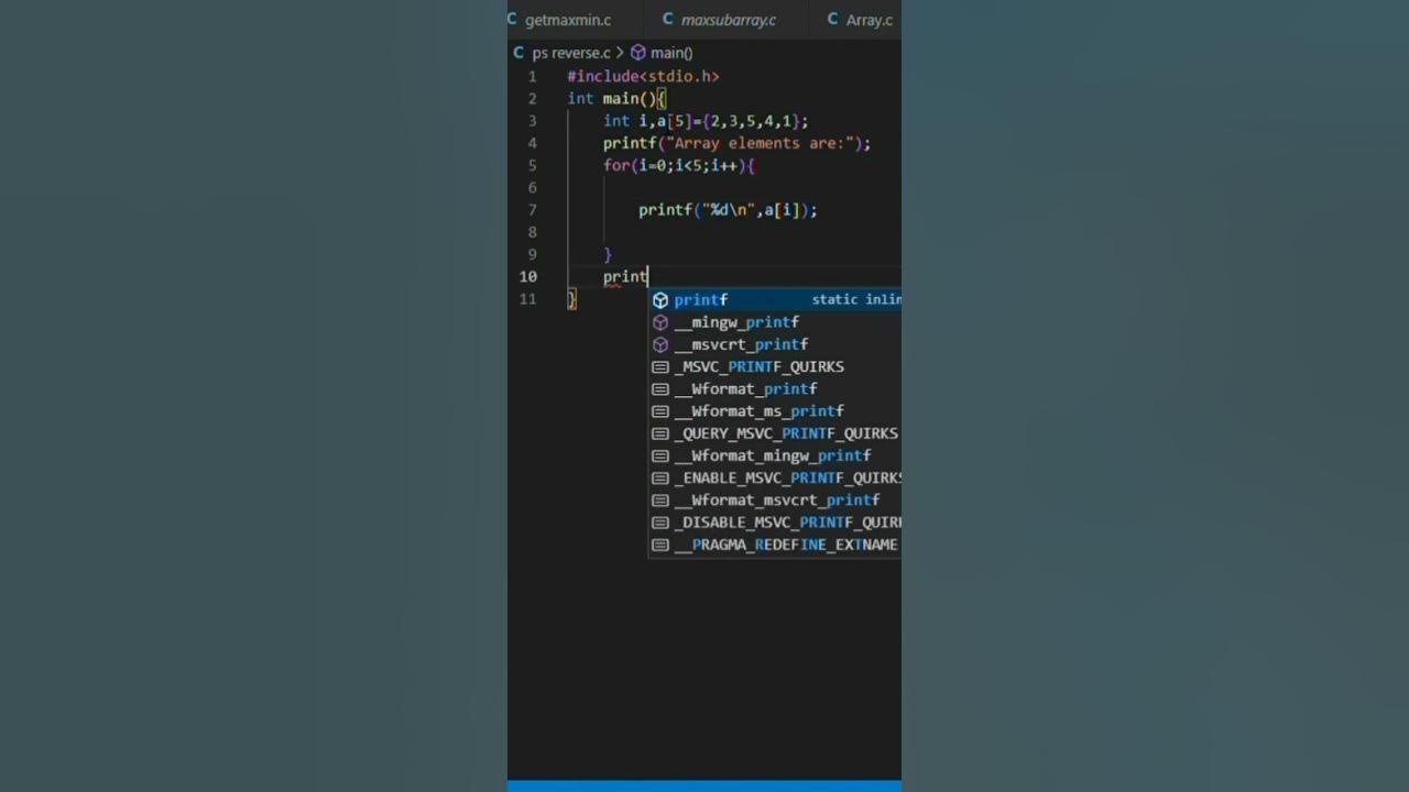 Print Reverse Array In C Dsa Problem Youtube