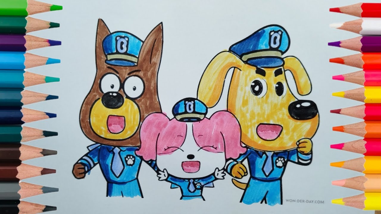 Dạy bé tô màu vào các con vật quen thuộc | cảnh sát trưởng Labrador # ...