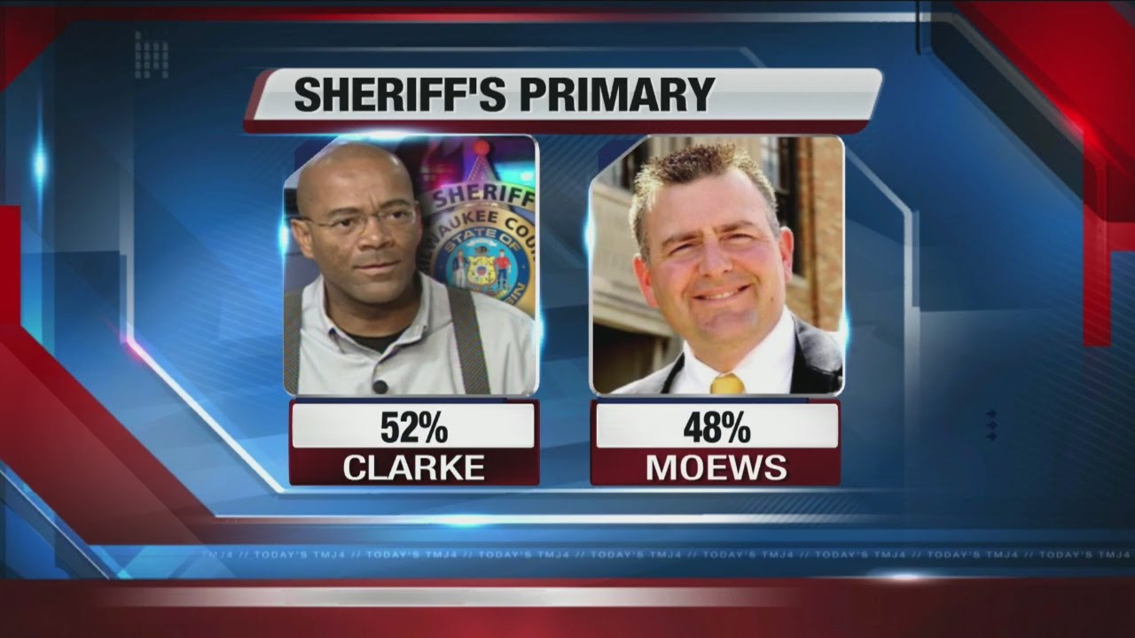 Sheriff David Clarke defeats challenger Chris Moews in primary - YouTube