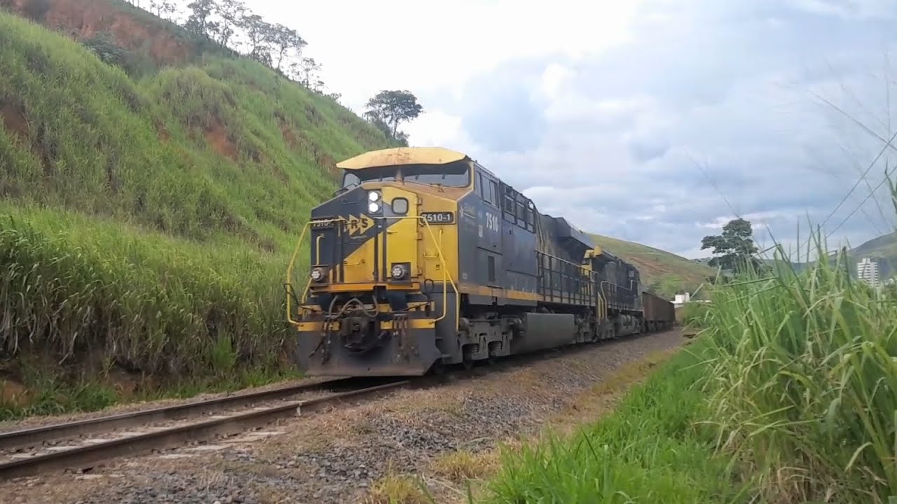 ES44ACi#7510 + AC44i#7359 trem vazio + Carga geral dupla de AC44i#7224 ...