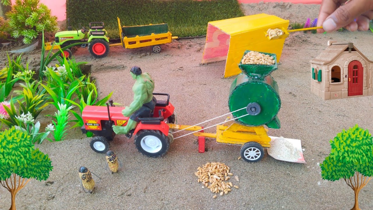 diy making farm model with house for cow || flour mill machine for cow ...