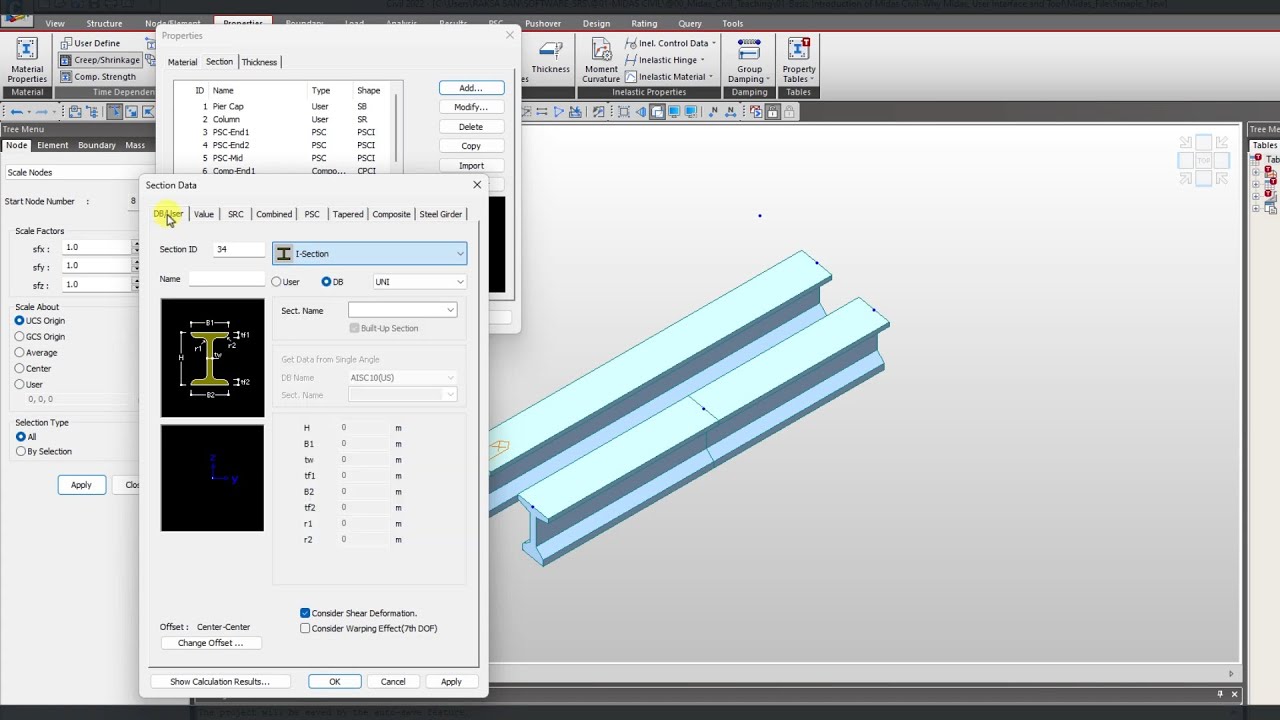 Introduction to Midas Civil (Ep 03)- [ Properties and Boundary in midas ...