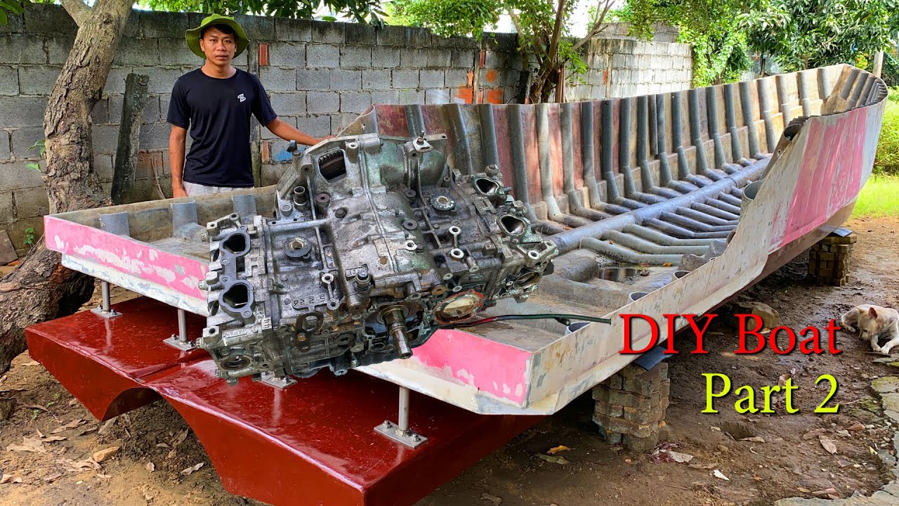 Building a yacht powered by a scrap car engine - YouTube