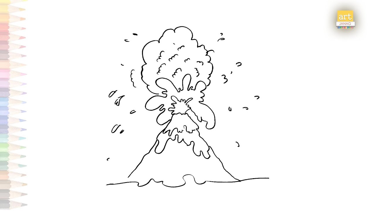 Volcanic eruption drawings | Easy Art tutorials | How to draw Volcano ...