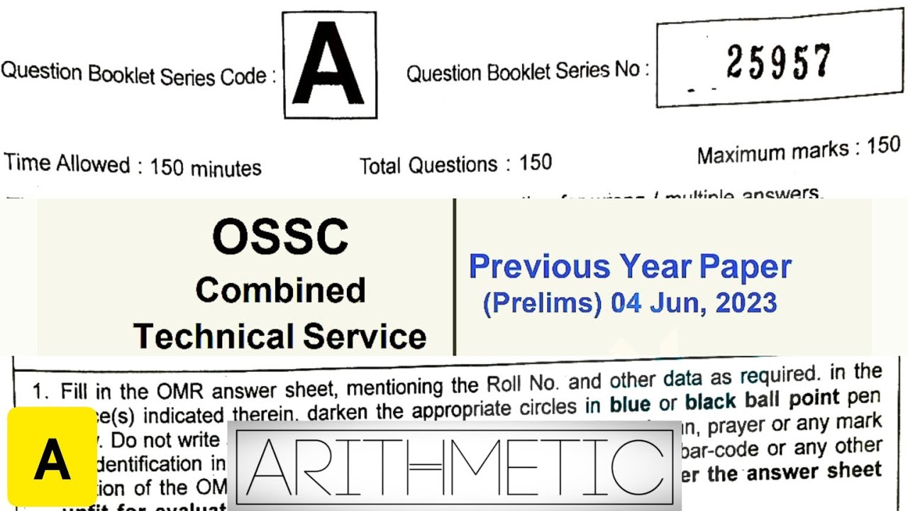 OSSC CTS Prelims // OSSC Combined Technical Service Previous Year Paper ...