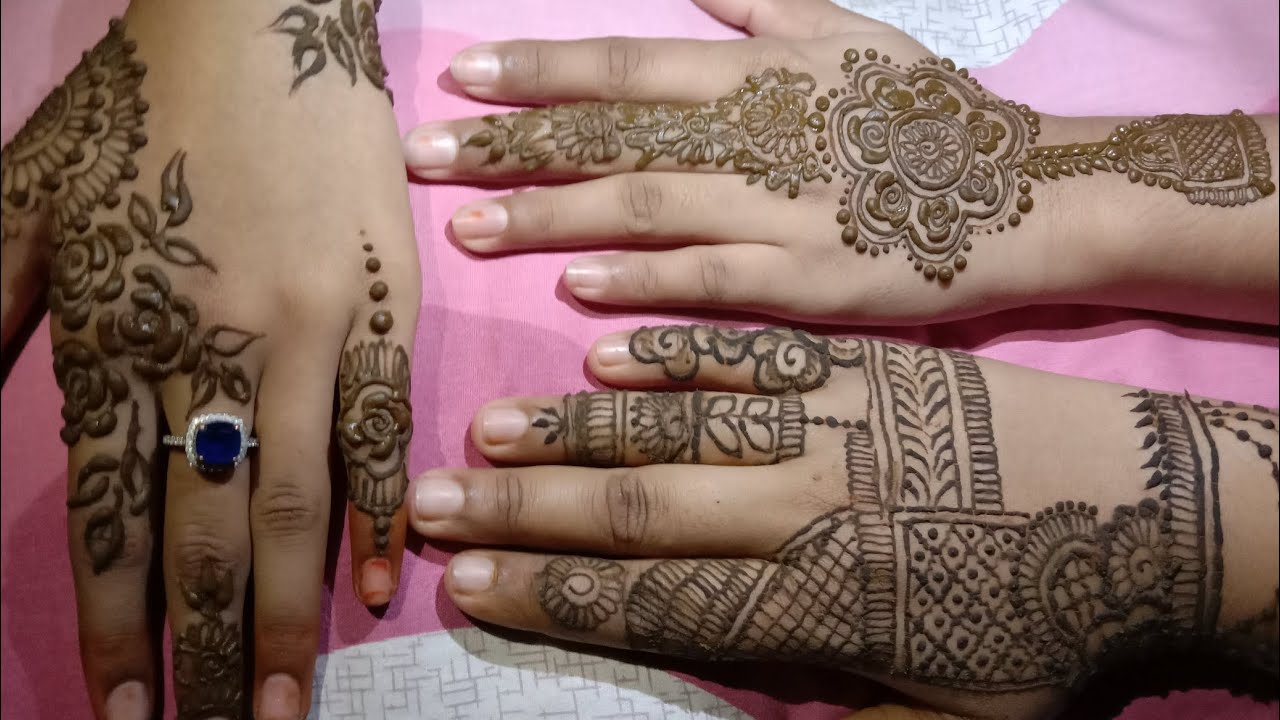 কয়েকটা ডিজাইন এক সাথে দেখুন// Henna design // New mehedi design ...