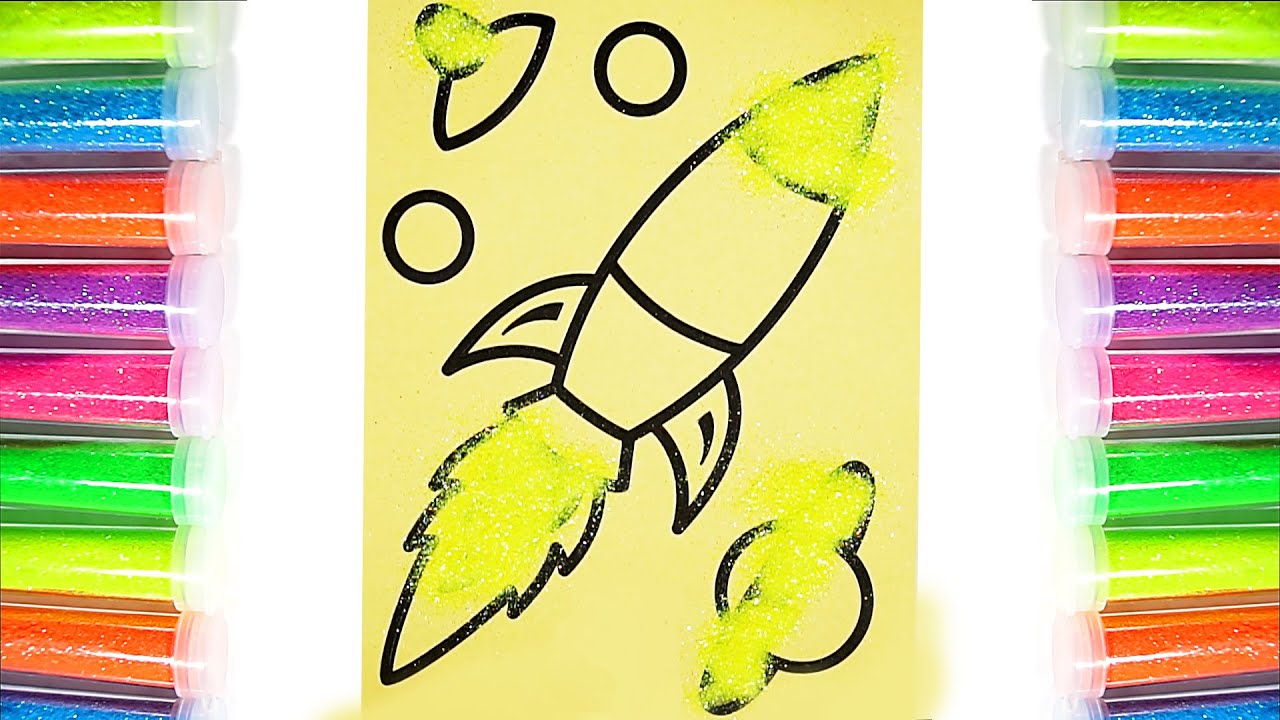 Rocket sand painting for children and toddlers Sand art for kids - YouTube