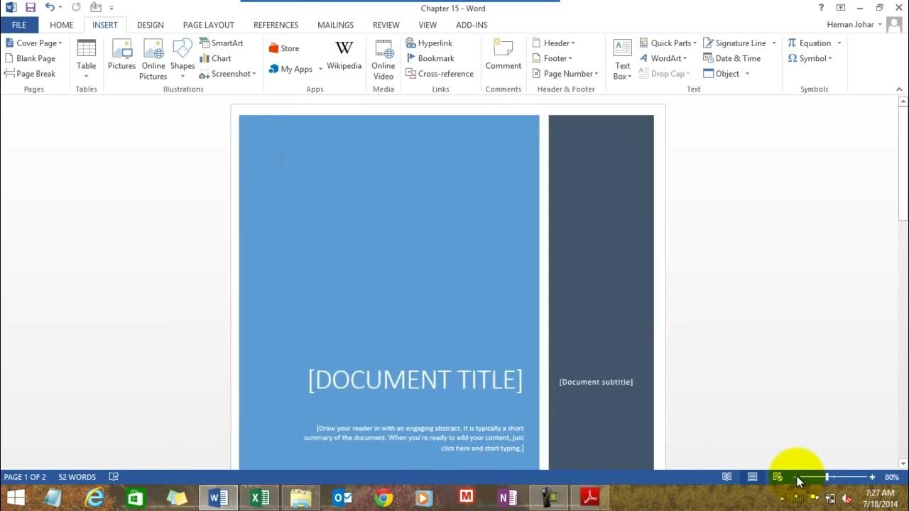 Learn MS Word Add a Cover Page Chapter 15 Hindi - YouTube