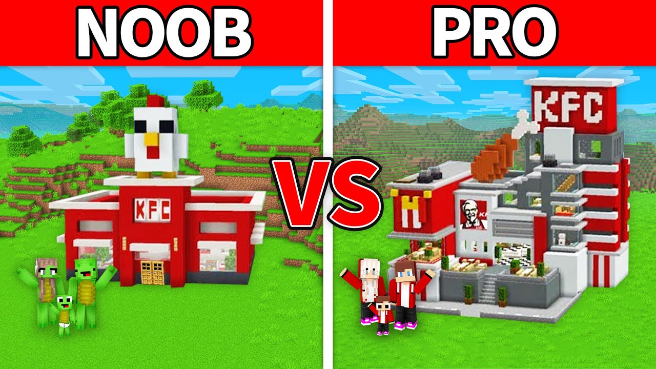 Mikey Family & JJ Family - NOOB vs PRO : KFC House Build Challenge in ...