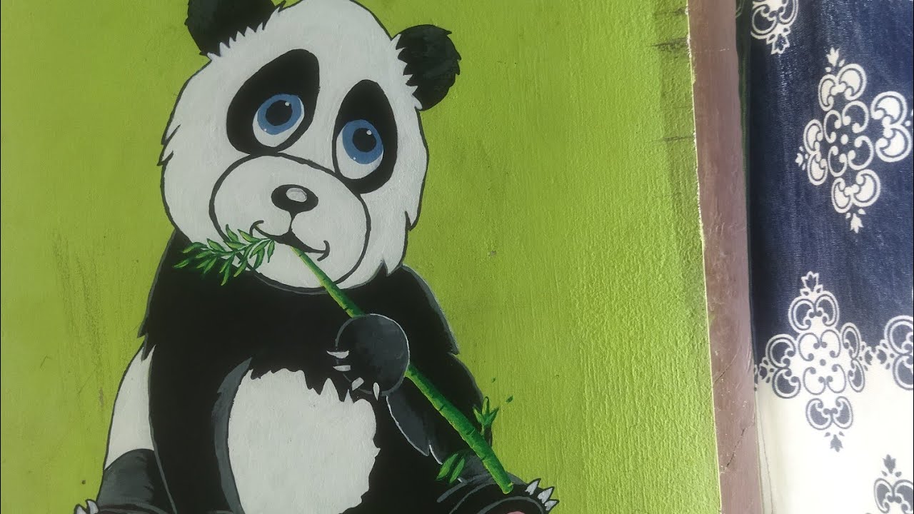 Easy wall drawing/ panda drawing #panda #drawing #easyart //@swapna Roy ...