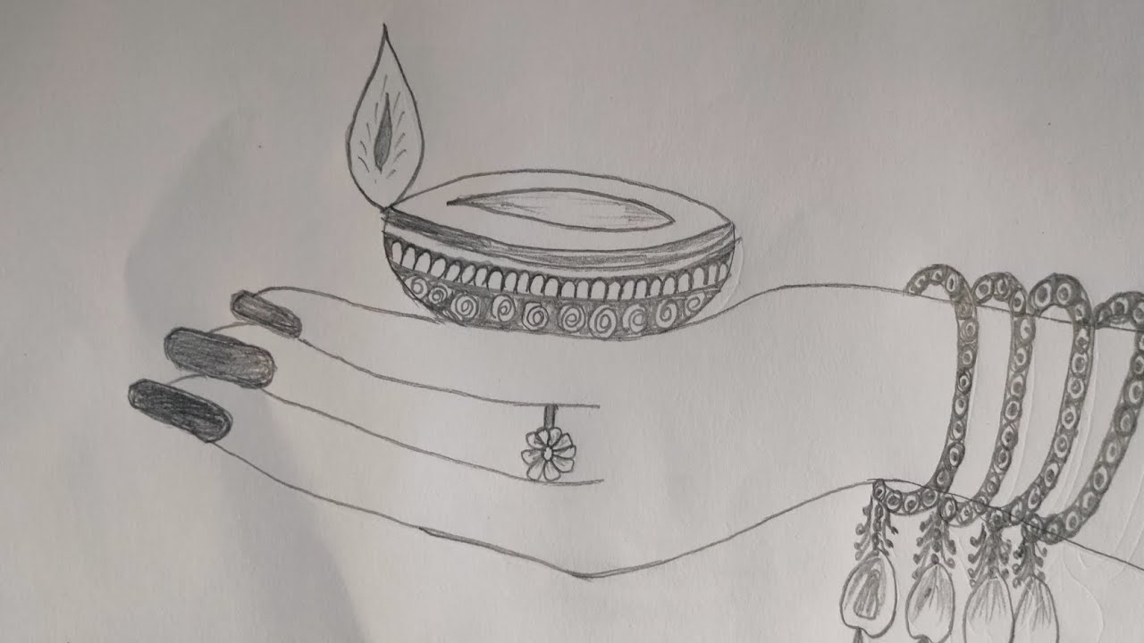 Diwali Drawing Easy//how to draw Diya pencil Drawing 🪔🪔 - YouTube