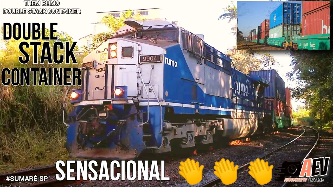 Trem Rumo DOUBLE STACK c/ 160 Containers passando por Sumaré-Sp - YouTube