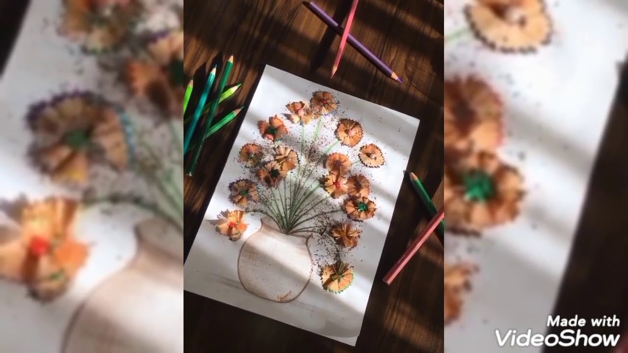 Best of waste - Pencil shaving craft - Flower from pen trash - Kalem ...