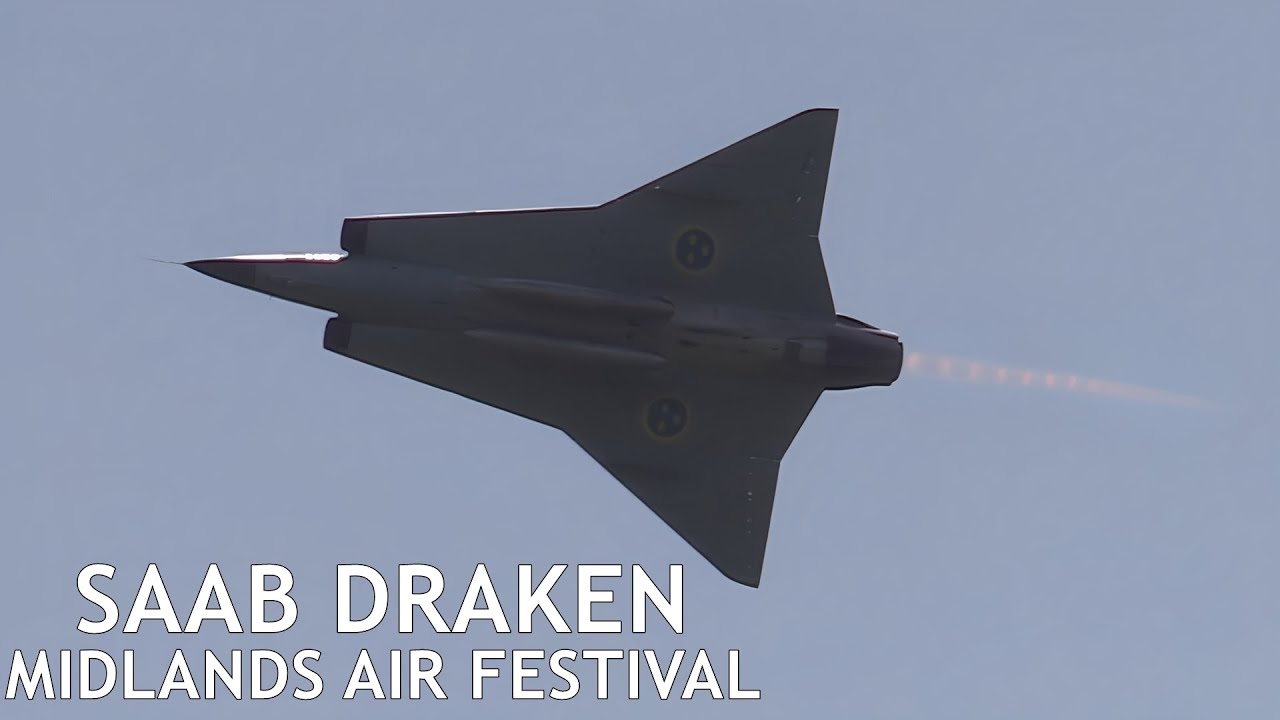 SwAFHF 🇸🇪 Saab J35J Draken - Midlands Air Festival 2023 - YouTube